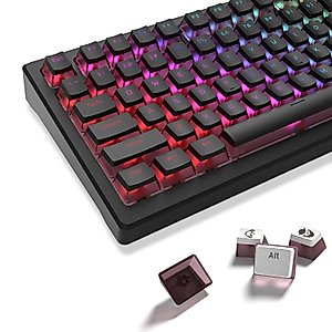 Womier Pudding Keycaps - PBT Shine Through Custom Keycaps Set for 61/68/84/87/82/100 Cherry Gateron MX Switches Mechanical Keyboard, Black Phantom