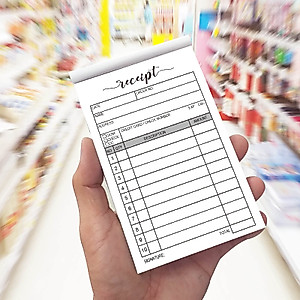 2 Packs 50-Set Receipt Pad, Carbon Duplicate Copy Sales Receipt Form, Invoice Booklet for Stores, Warehouses, Offices, and Restaurants, 3.4x5.5 Handheld, 2-Part Carbonless-White/Yellow.