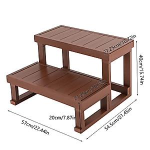 LIYUANJUN Hot Tub Steps, Spa Ladder with Allen Key for Any Hot Tub Shape and Size(3.28FT High) Outdoor Universal Pool Support Steps Large Non Slip Treads 23.62 * 21.46 * 15.75Inch (Brown)