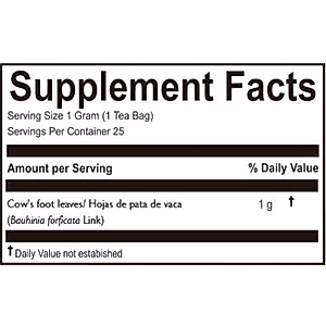 Hanan Peruvian Secrets Cow's foot (Pata de Vaca) Tea | 100% All-Natural Bauhinia forficata from Peru traditionally used to promote overall health and well-being | 25 Tea Bags