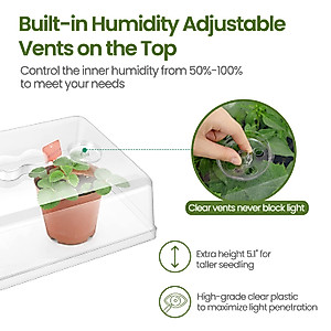 3-Set Strong Plant Growing Trays with Humidity Domes & Seed Starter Kit with Grow Light for Seed Growing Germinating, Starting, Cutting Clone & Plant Propagation Kit