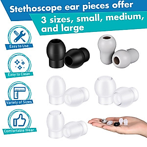 TrelaCo 10 Pairs 3 Sizes S/M/L Soft Ear Tip Pieces Earbud Replacement Parts Stethoscope Ear Pieces with 8 Pairs Stethoscope Ear Tip 2 Pairs Gray Ear Bud Cover Compatible with 5mm and 6mm Stethoscopes