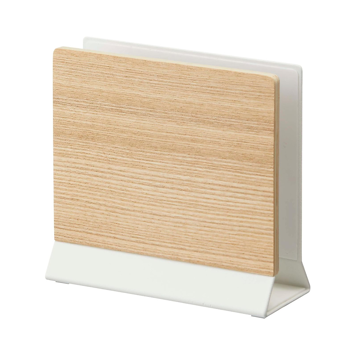 Yamazaki Home Rin Portable Laptop Holder Stand for Desk in Bedroom Or Office, Wooden Storage Station - Steel + Wood