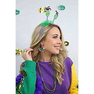 Mardi Gras Earrings Glitter Fleur De Lis Mask Dangle Earrings Sparkly Rhinestone Bead Happy MARDI GRAS Skull Dangling Earrings Hypoallergenic Carnival Parade Party Festive Earrings Jewelry for Mardi