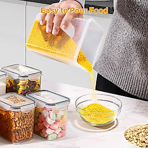 YASHE Airtight Pantry Storage Containers Set of 16, BPA Free Plastic Food Storage for Cereal, Pasta and Snacks, Stackable Kitchen Organizer with Labels, Marker & Measuring Cups