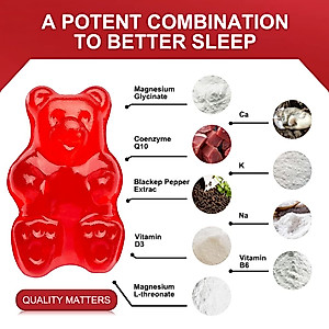 Magnesium Glycinate Gummies 400mg, Magnesium L-Threonate 200mg - Chelated Magnesium Potassium Complex Supplement with VitD, B6, CoQ10, Supports for Memory, Calm, Mood & Sleep - 60 Count (Pack of 2)