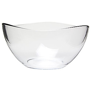 Red Co. Medium 2 Quart Clear Glass Wavy Serving & Mixing Bowl for Salad, Pasta, Desserts, Snacks