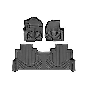 WeatherTech FloorLiner HP Custom Fit Floor Mats for Ford Super Duty (SuperCrew, Bucket Seats) 1st & 2nd Row (441012-1-2IM) W/Fold Flat Storage, Black