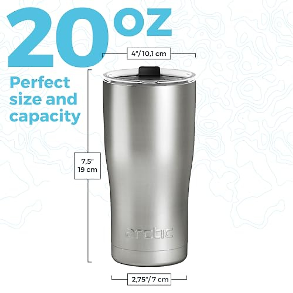 Arctic Tumblers | 20 oz Matte Black Insulated Tumbler with Straw & Cleaner - Retains Temperature up to 24hrs - Non-Spill Splash Proof Lid, Double Wall Vacuum Technology, BPA Free & Built to Last