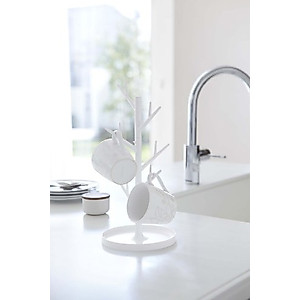 YAMAZAKI home Branch Glass Stand-Tree Holder Cup Organizer, 13.40 x 6.30 x 6.30 inches, White