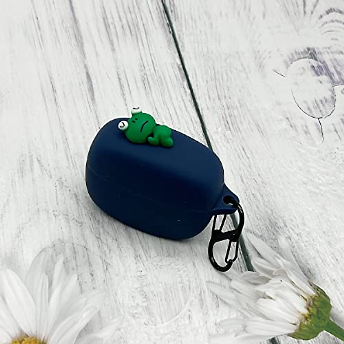 Cartoon Kawaii Case for JBL Tune 215TWS Earbuds, Seadream Portable Cute 3D Animal Cartoon Silicone Scratch Shock Protective Cover with Carabiner (Sleeping Frog)