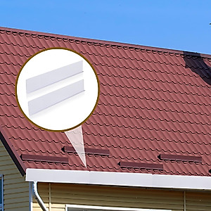 Yaocom 2 Pcs 24 Inch Gutter Valley Splash Guards Extra Long White Downspout Diverter Metal Straight Roof Rain Diverter with 20 Screws for Roof House Residential Flat Shingle Drain Downspout Water