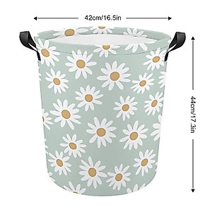 Clothes Basket Laundry Hamper with Handles Daisy Print Storage Organizer Perfect for Kids Boys Girls Toys Room, Bedroom, Nursery,Home,Gift Basket