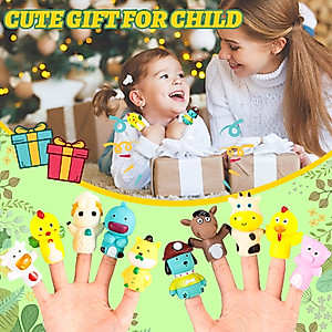 Chengu 10 Pcs Finger Puppets Rubber Farm Animal Finger Puppets Easter Basket Stuffers Egg Fillers Fun Bath Gifts Birthday Party Favors for Kids Toddlers Boys Girls