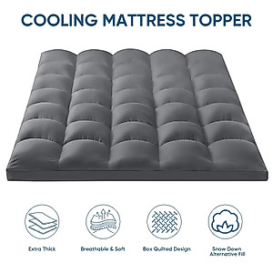 Twin Mattress Topper, CYMULA Cooling Mattress Pad Cover for College Bed Back Pain, Extra Thick Pillow Top Down Alternative Overfill Plush with 8-21 Inch Deep Pocket -39"x75" Grey