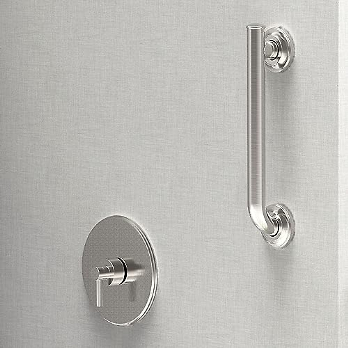 SAFETY+BEAUTY 1-1/4 x 12inch ADA Stainless Steel Bath Safety Grab Bar for Shower, Asymmetrical Design, 500lbs Support, Brushed Nickel