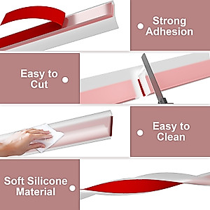 Hzetuu 39Inch Shower Threshold Water Dam Collapsible Shower Water Guard Blocker Self-Adhesive Silicone Shower Water Dam Shower Splash Guard for Kitchen Countertop Sink, Cooktop, Bathroom Tub