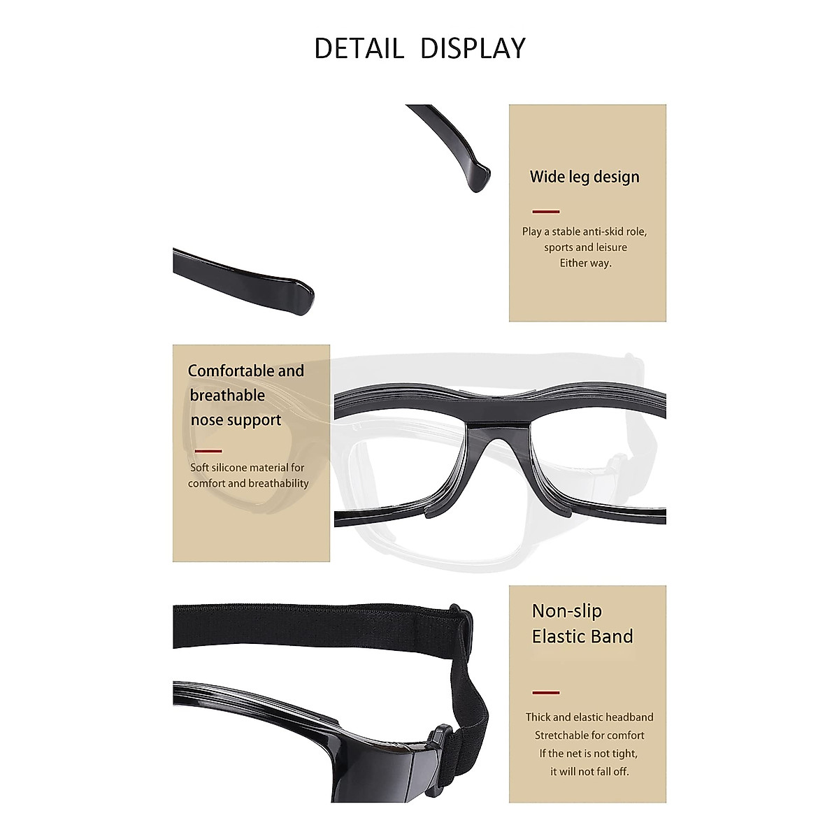 SooGree Sport Goggles Glasses Squash & Racquetball Goggles Basketball Glasses Adjustable Strap Resistant Impact