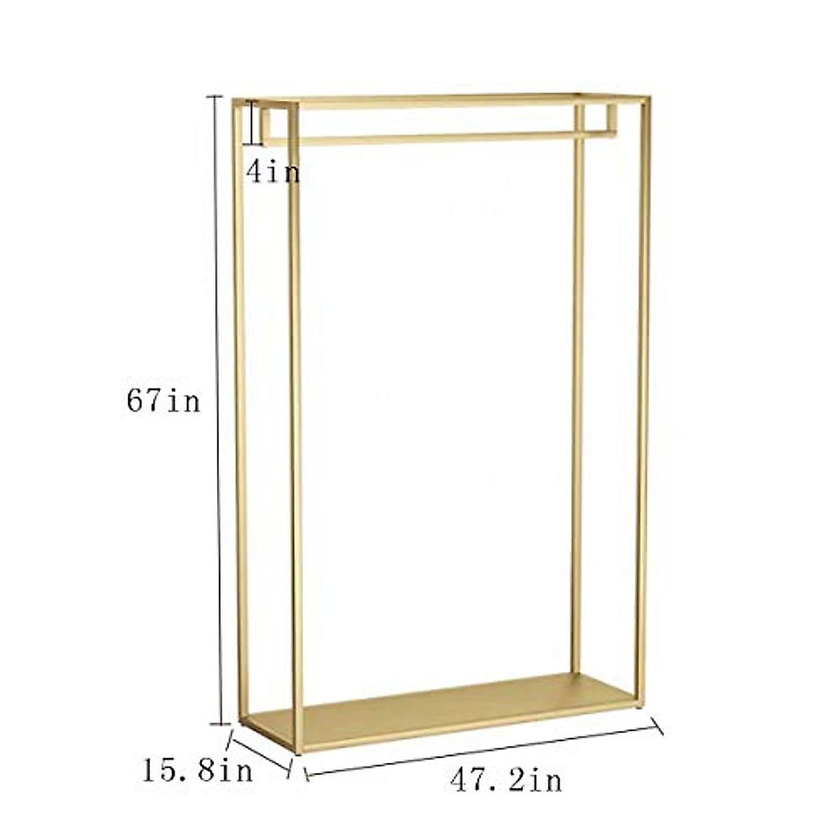 FURVOKIA Heavy Duty Metal Garment Rack,Wedding Dress Retail Studio Display Stand,Floor-Standing Clothing Rack,Shoes Bags Clothes Organizer Storage Shelves (Gold with Metal Plate, 67" H)