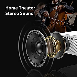 Febfoxs 1080P WiFi Projector with Bluetooth, Full HD Outdoor Movie Projector, Support 4K, Zoom, 250" Portable Video Projector for Home Theater