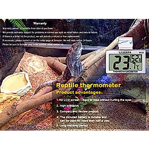 GXSTWU Reptile Hygrometer Thermometer LCD Display Digital Reptile Tank Hygrometer Thermometer with Hook Temperature Humidity Meter Gauge for Reptile Tanks, Terrariums, Vivarium (2 Packs)