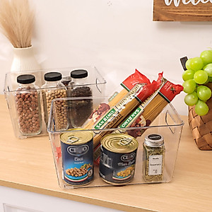 Moretoes 4 Pack Clear Plastic Storage Bins, Kitchen Organization Cabinet Fridge Organizer, Pantry Organization and Storage Bins