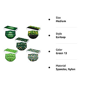 50PC St Patricks Day Disposable Face Mask for Adults Women Protection Breathable with Cute Shamrock Gnome Designs Mask (Green 13)