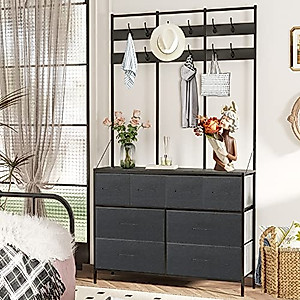 SENSWEET Clothes Rack Heavy Duty Clothing Rack, Clothes Rack with 8 Drawers and 12 Shelves, Clothing Rack Loads 350 LBS Capacity, Portable Adjustable Clothes Rack for Hanging Clothes