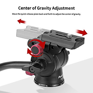 Avella Tripod Fluid Head Pan Tilt Head with Arca Type Quick Release Plate and Handle, Metal Panorama Head with Scaled Base for Compact Video Camera DSLR Camera, Load up to 6.6lb, V502