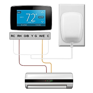 24 Volt Transformer, C Wire Adapter, Competible with All Versions of Ring Doorbell and Thermostat for Ecobee,Sensi and Honeywell (with 196in Cable)