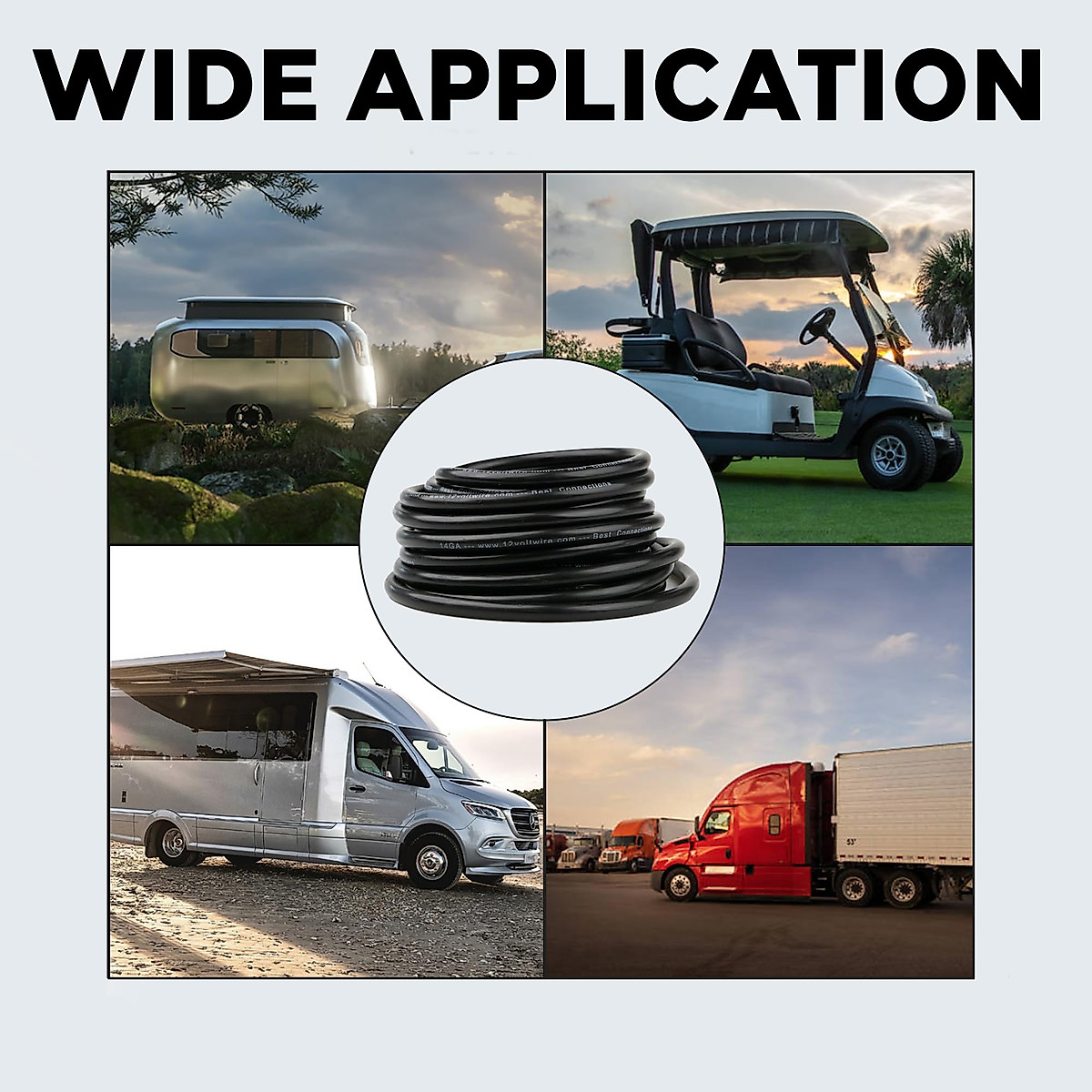 BEST CONNECTIONS 5 Way Trailer Wire – Heavy Duty 14 Gauge 5 Conductor Insulated Cable – Durable, Weatherproof, Color-Coded 5 Way Trailer Wiring Extension for RV Trailer and Automotive (50 Feet)