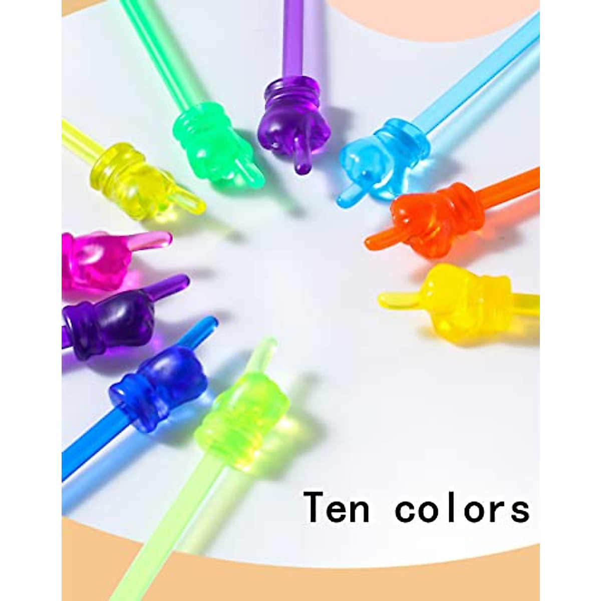10PCS Children Finger Reading Stick Point Reading Pen Kindergarten Student Teacher Teaching Reading Picture Book Finger Shape Mini Pointer Stick (10 Colors)