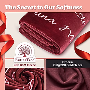ButterTree Regalos para Mujeres, Gifts for Girlfriend, Girlfriend Gifts, Gifts for Her, Birthday Gifts for Women, Girlfriend Gift, Couples Gift, Throw Blanket 65" × 50" (Merlot Red)