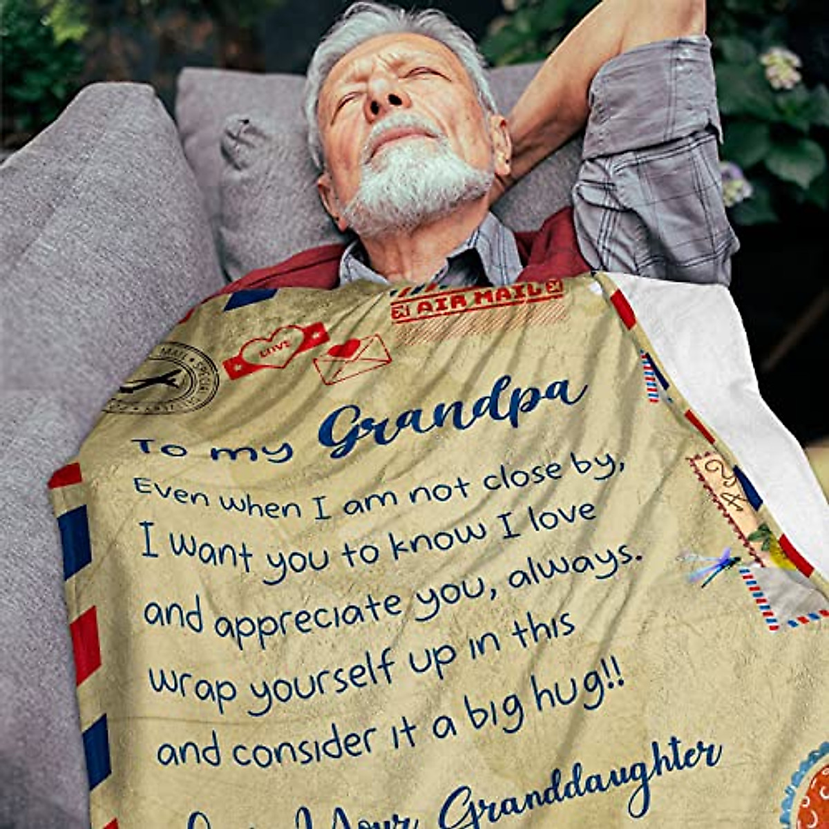 Dfaqehk Grandpa Gifts from Grandchildren, Fathers Day Birthday Gifts for Grandpa, Best Gift for Grandpa from Granddaughter, Unique Grandfather Gift Ideas Throw Blanket 60 x 50 Inch