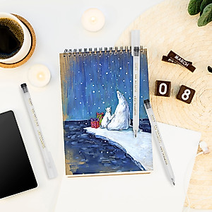 MARTCOLOR White Gel Pens Set, 6 Pack, 0.8mm Fine Point Pens Gel Ink Pens For Artists, Archival Ink Pens, White highlight Pens for Black Paper Drawing, Illustration, Sketching, Writing