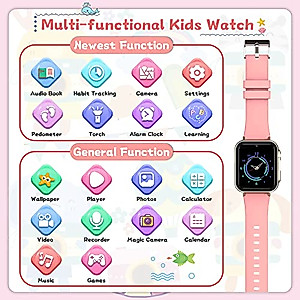 Smart Watch for Kids Watches - Kids Game Smart Watch Girls Boys Ages 4-12 Years with Music Player HD Touch Screen 23 Games Camera Alarm Video Pedometer Flashlight Kids Smartwatch Gift Toys (Pink)