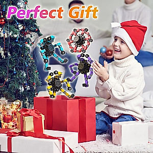 Gokeey Transformable Fidget Spinners 4 Pcs for Kids and Adults Stress Relief Sensory Toys for Boys and Girls Fingertip Gyros for ADHD Autism for Kids Valentines Day Gifts (Fidget Toy 4pc)
