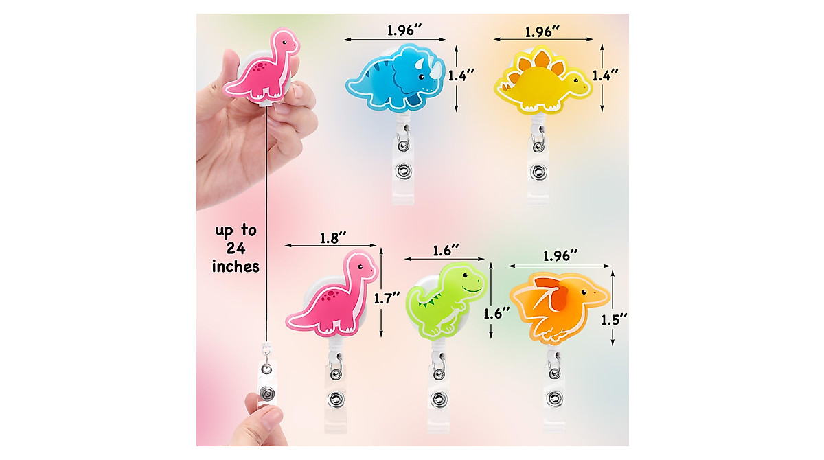Luminous Dinosaur Badge Reels | 5-Pack Glow in Dark Nurse ID