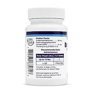 Nutramax Laboratories Denamarin Liver Health Supplement for Small Dogs and Cats - With S-Adenosylmethionine (SAMe) and Silybin, 30 Tablets