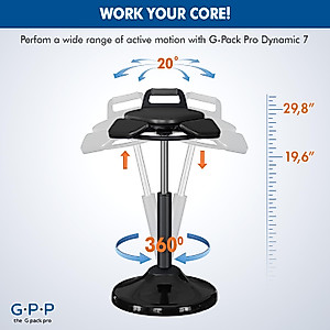 G-PACK PRO Standing Desk Chair – Ergonomic Comfortable Height Adjustable Active Stool - Swivel Sitting Balance Portable Chair - Encourage Good Posture (Black)
