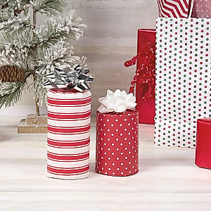 Christmas Red & White Dots and Stripes Tissue Sheets - Set of 18 Sheets, 20" x 20", 3 Designs