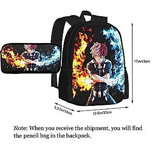 Cejburw Anime Manga Todoroki Backpack with Ergonomic Back Pad, Durable Laptop Bag Large Book Bag Travel Daypack Wear Resistant Back Casual Bookbag