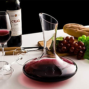 Wine Decanter,Red Wine Carafe,Wine Aerator,100% Hand Blown Lead-free Crystal Glass with Cleaning Beads,Wine Decanters and Carafes,Wine Gift with Luxury Packaging,Wine Accessories (1200ML)