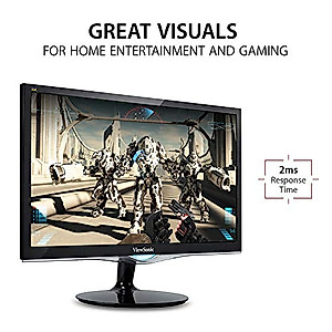 ViewSonic VX2452MH 24 Inch 2ms 60Hz 1080p Gaming Monitor with HDMI DVI and VGA inputs, Black