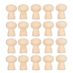 20pcs Wooden Peg Doll Unfinished Mushroom Head Shape Doll Wooden Mushroom Figures People Wooden Figures for Kids Art and Craft