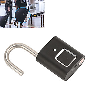 Smart Keyless Fingerprint Padlock, Biometric Fingerprint Padlock Prevent Theft Dustproof Rechargeable for Fence for Gym for Bicycle