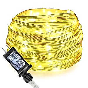 RUICHEN Fairy Lights Plug in, Waterproof 8 Modes 72 Ft 200 LED PVC Coating Silver Wire Twinkle String Lights for Bedroom Patio Garden Fence Christmas Wedding Party (Warm White)