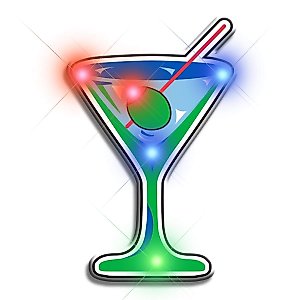 Well Martini Flashing Body Light Lapel Pins by Blinkee