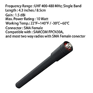 Walkie Talkie Short Antenna with SMA-Female, 3.4 inch Elastic Antenna for Two Way Radio UHF 400-480MHz, Compatible with Samcom FPCN30A/ FPCN10A (6pcs)