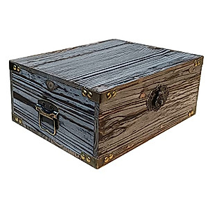 Wooden box, handicraft storage box, suitable for art hobby and family storage, handmade wooden box, commemorative gift jewelry box, collection box (10.62 * 7.51 * 4.33inch, Retro grey)